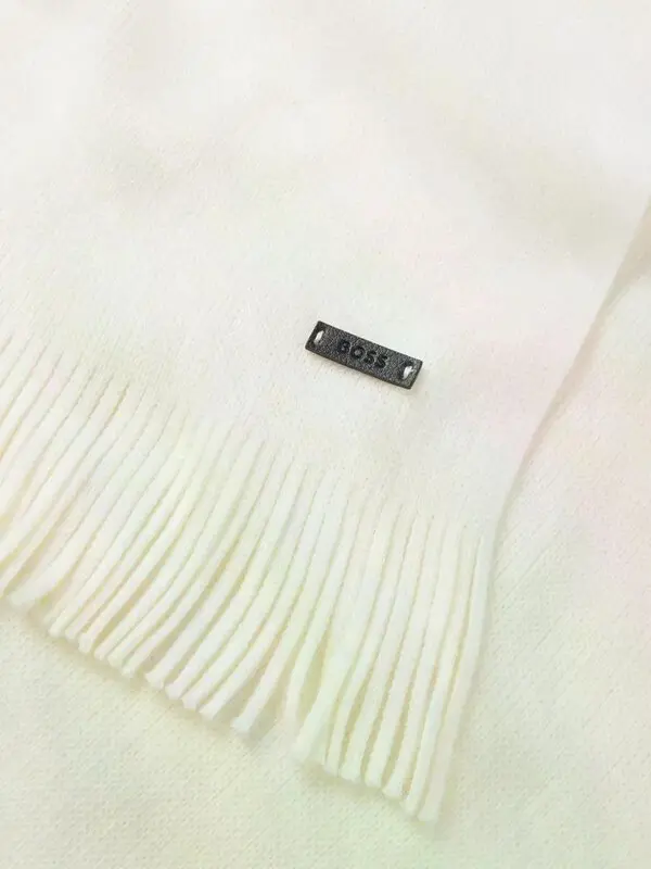 BOSS Knitted Scarf In Virgin Wool With Logo-detail