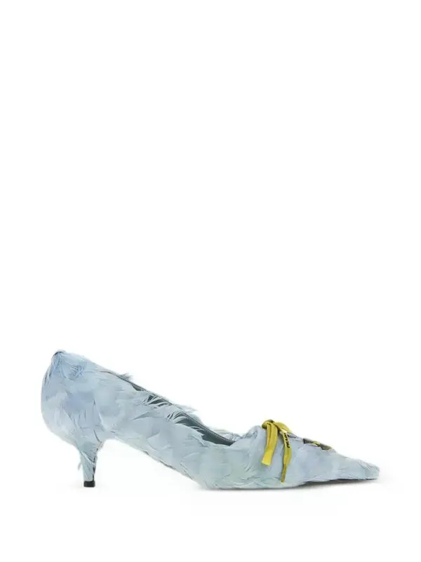 Prada Feather-embellished Lace-up Pumps - Blue