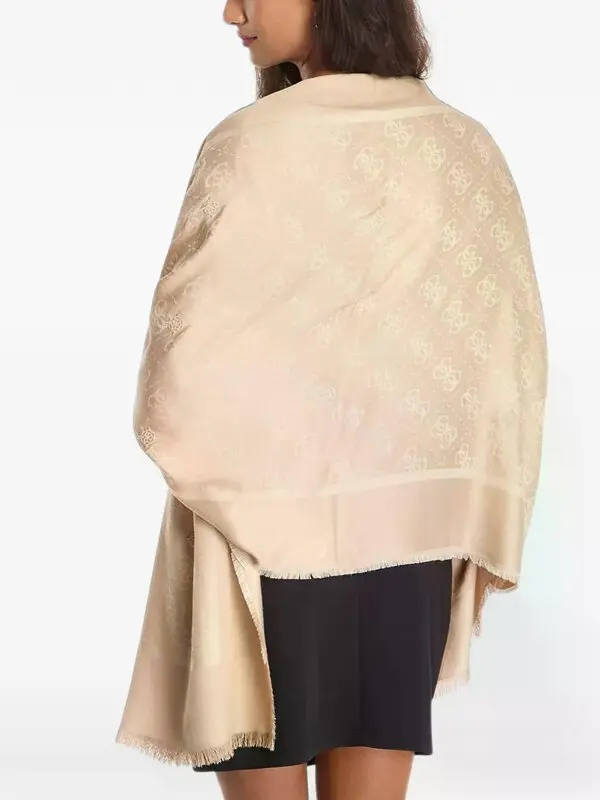 Guess Monogram-jacquard Frayed-edge Scarf