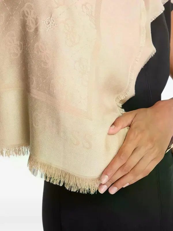 Guess Monogram-jacquard Frayed-edge Scarf