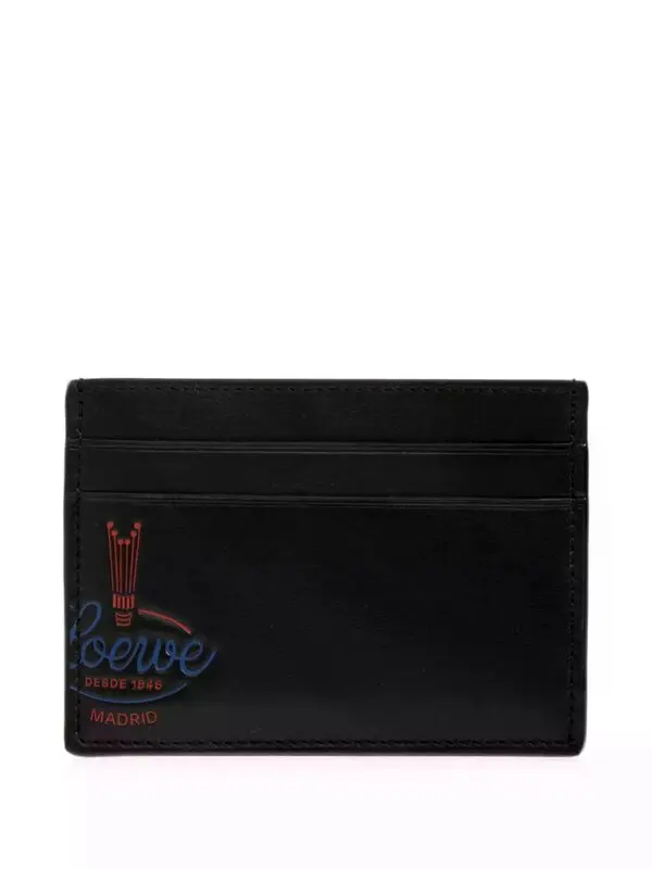 Loewe Logo-print Leather Card Holder - Black
