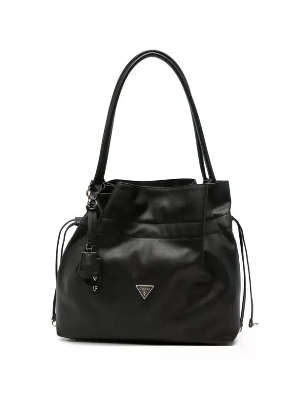 Guess Karima Drawstring-fastening Leather Tote Bag - Black