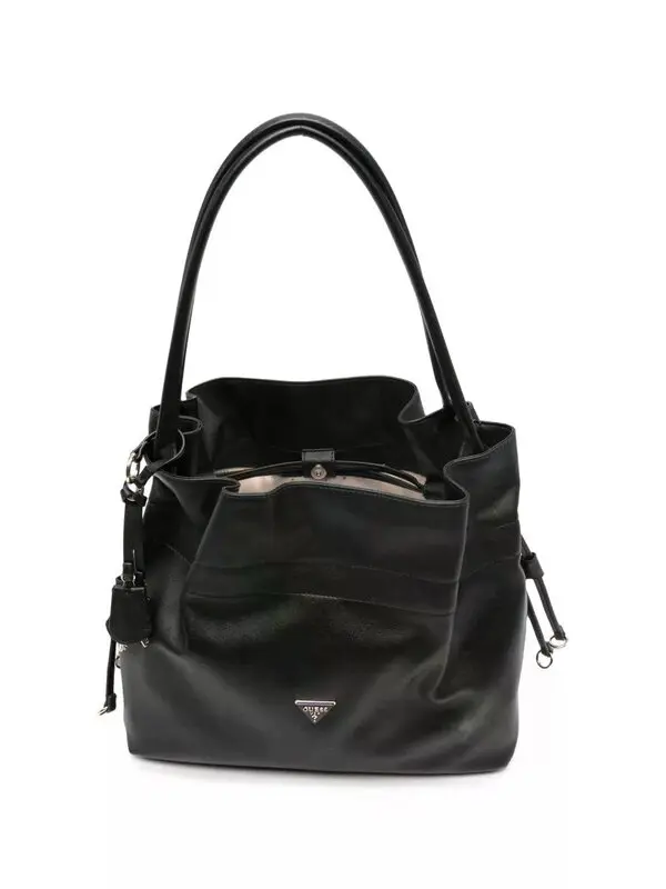 Guess Karima Drawstring-fastening Leather Tote Bag - Black