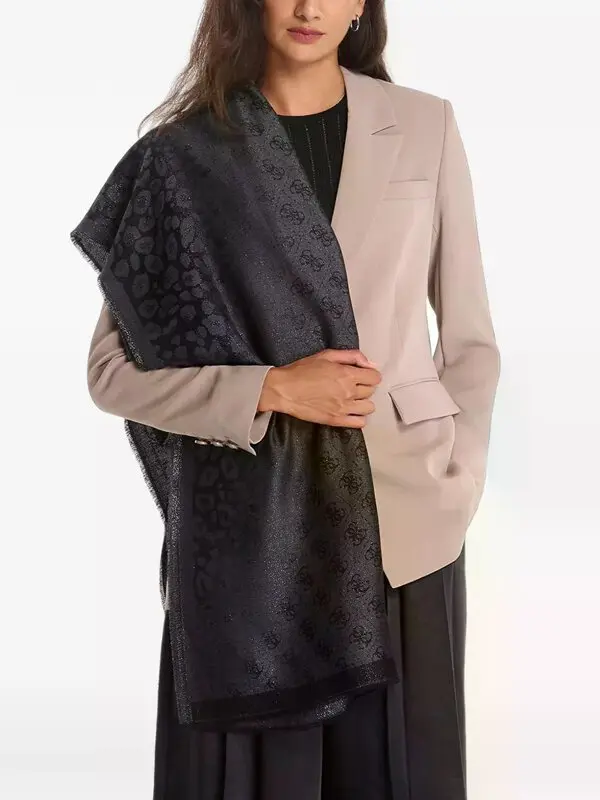 Guess Logo-pattern Frayed Scarf