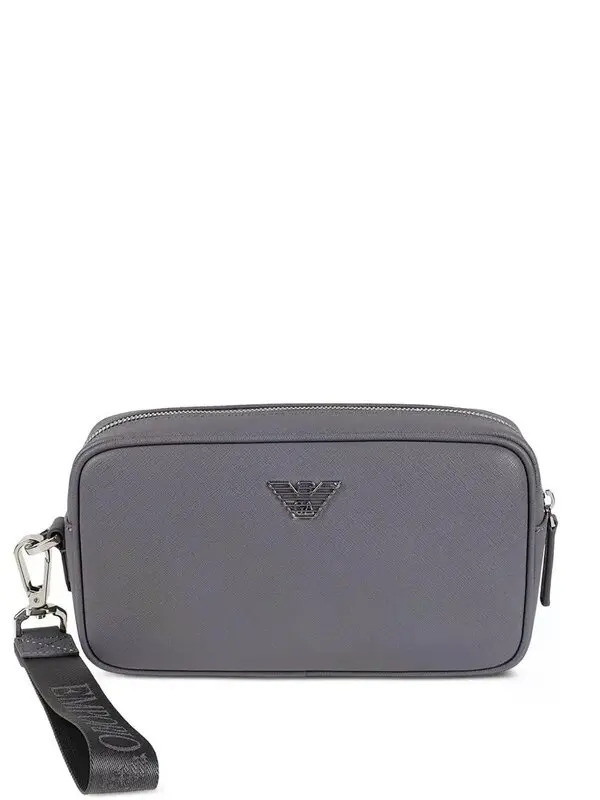 Emporio Armani Logo-plaque Zip-around Wash Bag - Grey