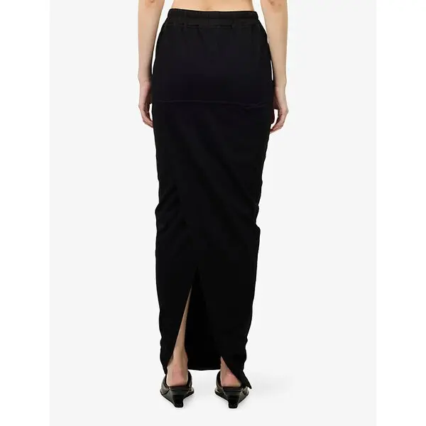 Rick Owens Pillar Draped Cotton Maxi Skirt
