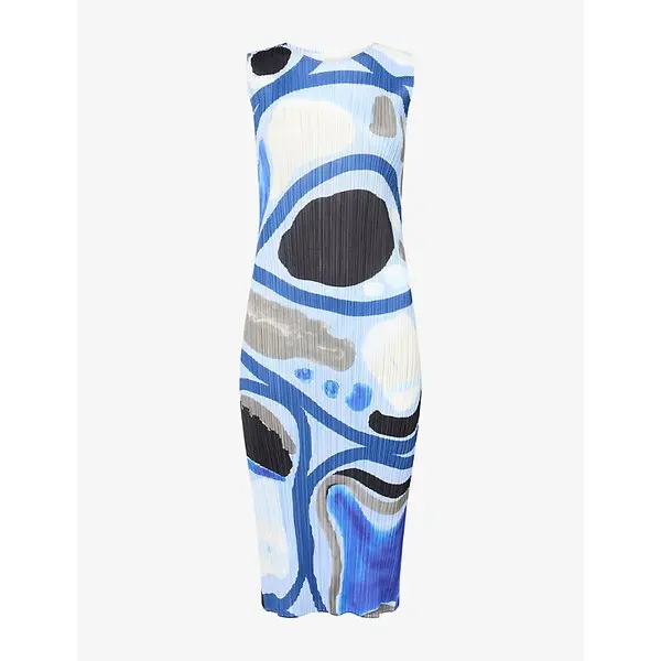 Issey Miyake Roll Patterned Knitted Midi Dress