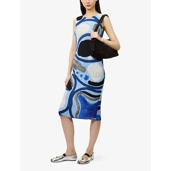 Issey Miyake Roll Patterned Knitted Midi Dress