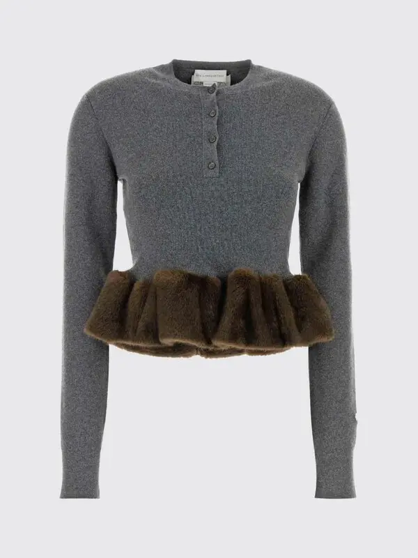Stella McCartney Ruffle Detail Wool Blend Crewneck Sweater