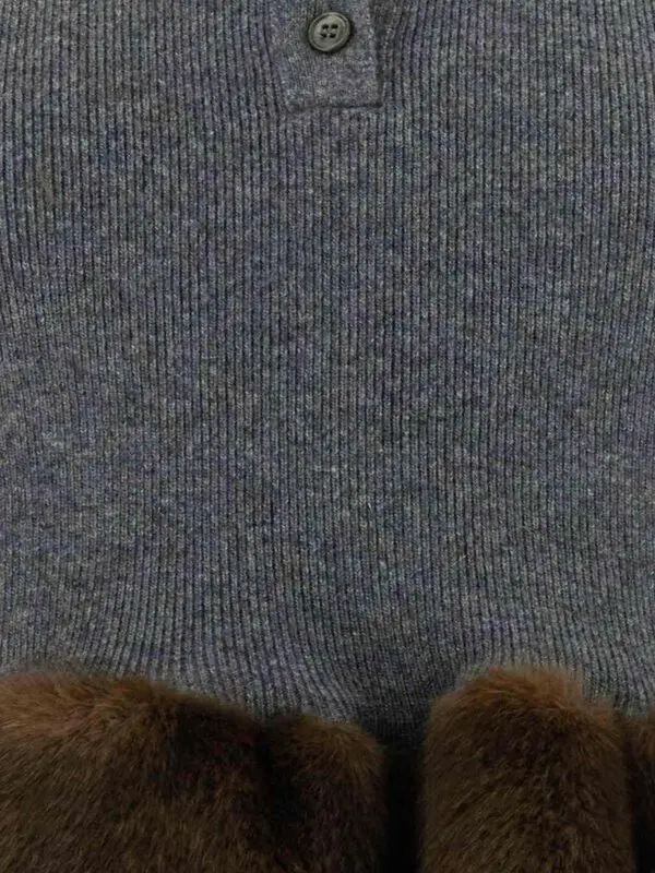 Stella McCartney Ruffle Detail Wool Blend Crewneck Sweater