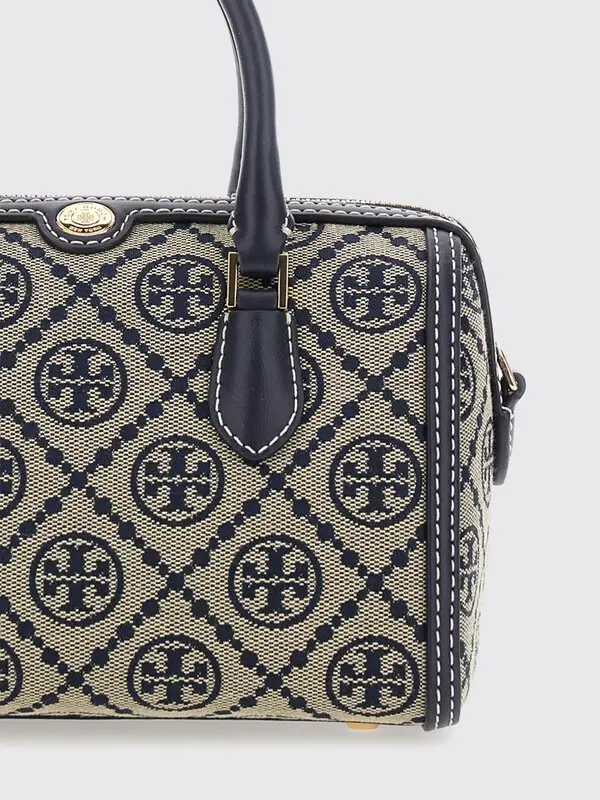 Tory Burch T Monogram Mini Jacquard Canvas Boston Bag With Double Handle - Blue