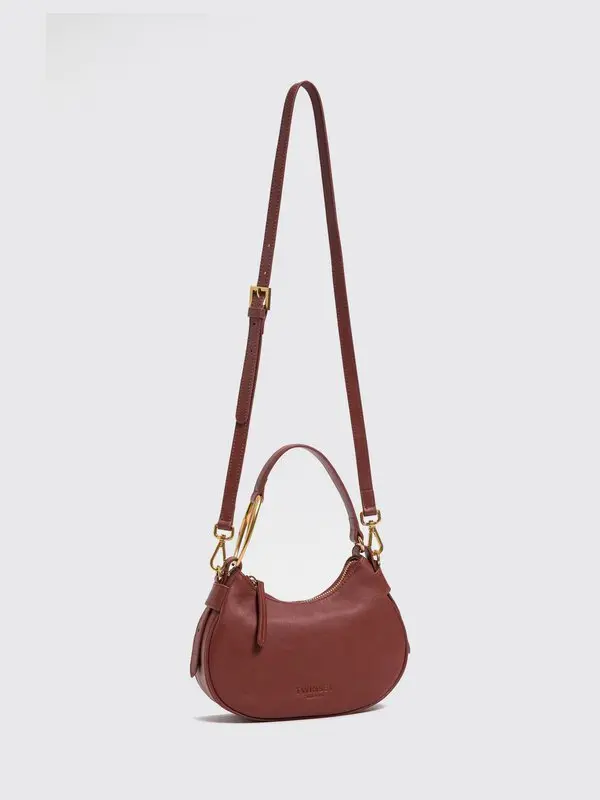 TWINSET Leather Hobo Bag With Tassels And Metal Ring - Cherry