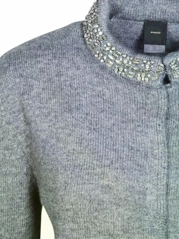 Pinko Crystal-embellished Wool-blend Cardigan