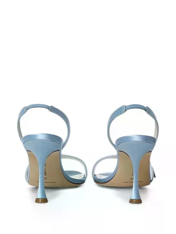 Manolo Blahnik Zutosan Crystal-buckle Satin Slingback Sandals