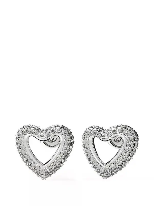 Guess Pavé Heart-shaped Earrings - Silver