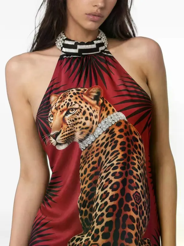 Philipp Plein Halter Short Dress Panthere Prive