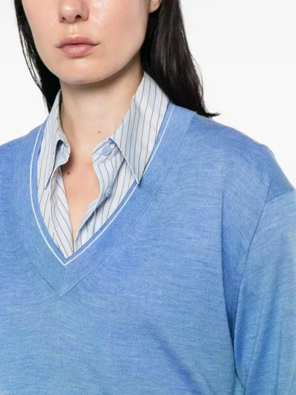 Guest In Residence Tipping-detail V-neck Sweater
