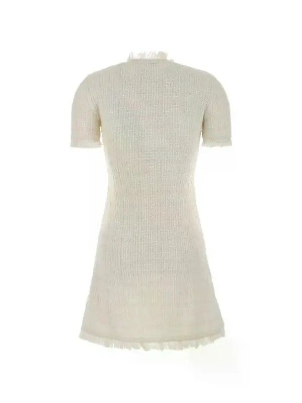 SELF-PORTRAIT Bouclé-knit Frayed Mini Dress