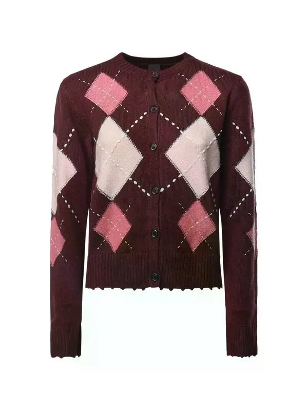 Pinko Argyle-pattern Button-up Cardigan