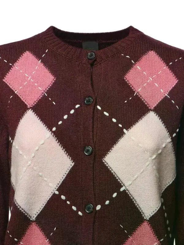 Pinko Argyle-pattern Button-up Cardigan