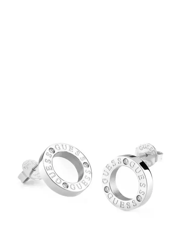 Guess Logo-engraved Stud Earrings - Silver