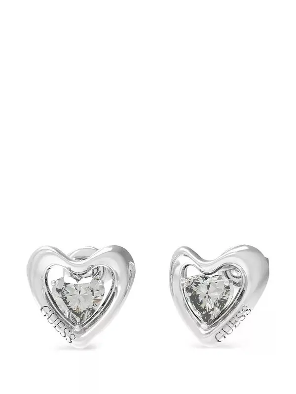 Guess Heart Crystal-embellished Earrings - Silver