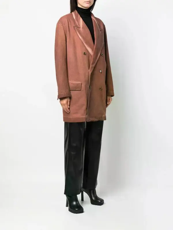 UMA WANG Bleached-effect Double-breasted Coat