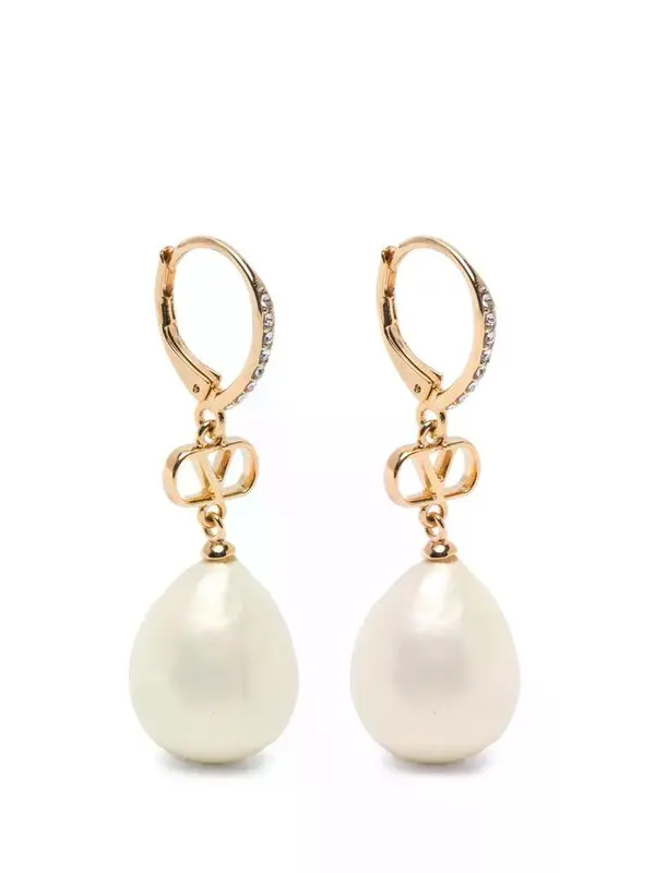 Valentino Garavani Vlogo Signature Pearl-drop Hoop Earrings - Gold