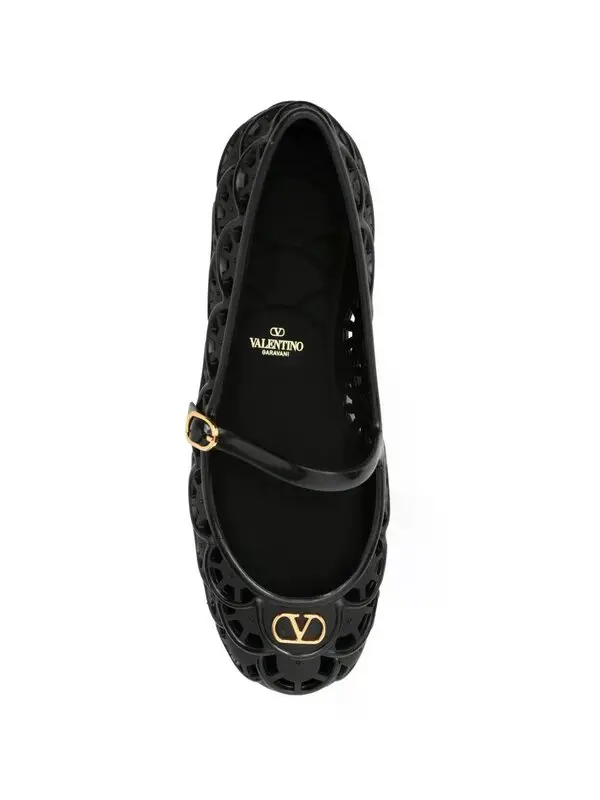 Valentino Garavani Ondette Rubber Ballerina With Scallop Pattern