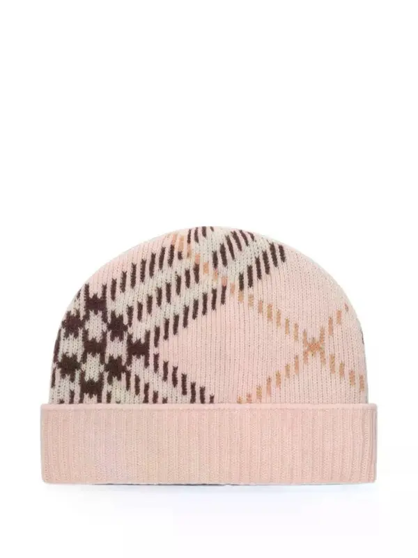 Burberry Check Cashmere-blend Beanie - Pink