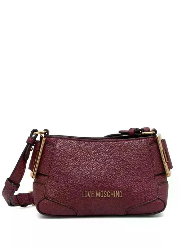 Moschino Logo-plaque Pebbled Crossbody Bag - Red