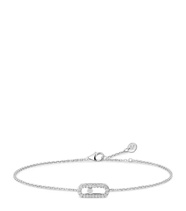 Messika Move Uno Mini White Gold And Diamond Chain Bracelet - Silver