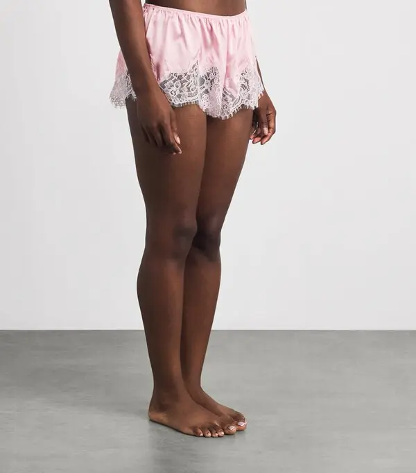 SKIMS Stretch-silk Lace-trim Shorts