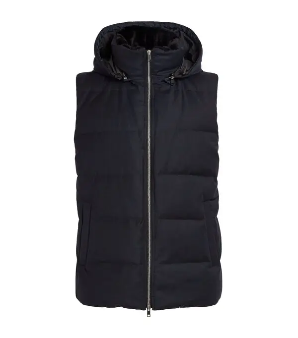 YVES SALOMON Virgin Wool-silk Down Hooded Gilet