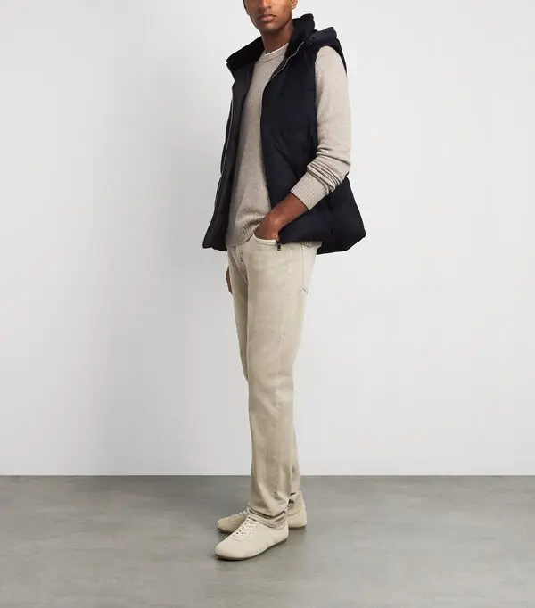 YVES SALOMON Virgin Wool-silk Down Hooded Gilet