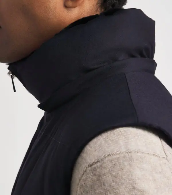 YVES SALOMON Virgin Wool-silk Down Hooded Gilet
