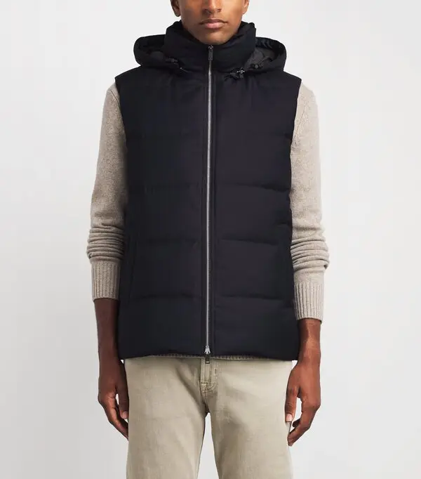 YVES SALOMON Virgin Wool-silk Down Hooded Gilet