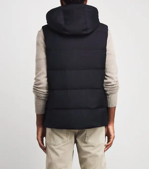 YVES SALOMON Virgin Wool-silk Down Hooded Gilet