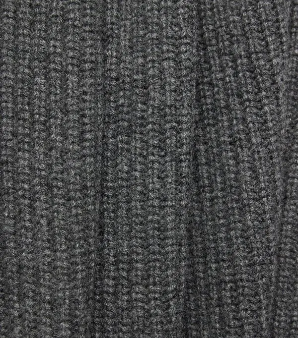 YVES SALOMON Wool-cashmere Ribbed High-neck Cardigan