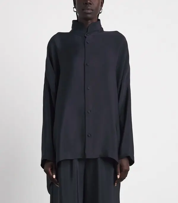 Eskandar Silk Stand-collar Shirt