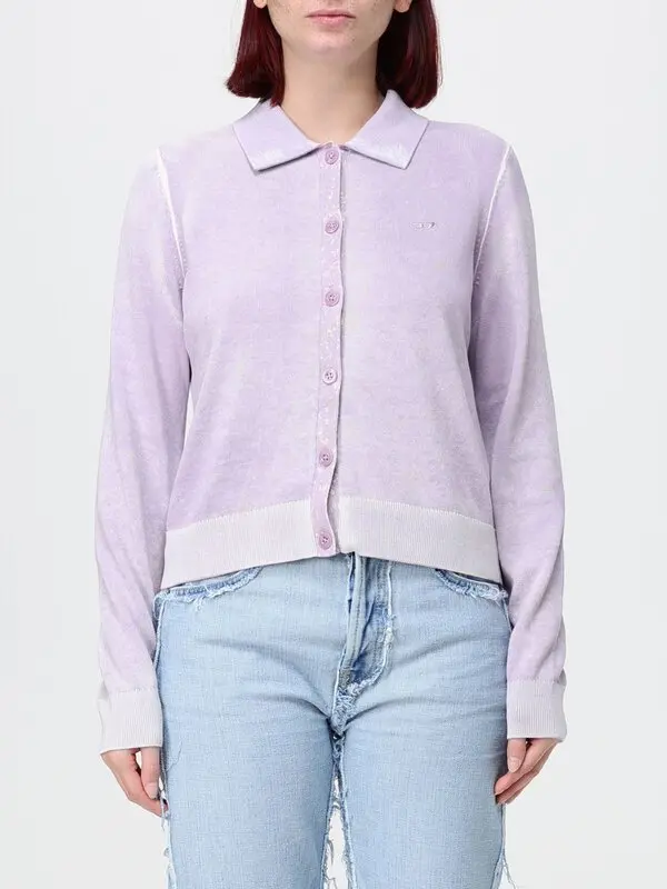 DIESEL® Long-sleeved Cotton Polo Collar Cardigan