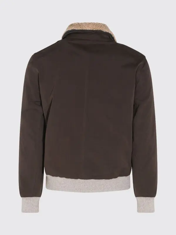 Brunello Cucinelli Suede Bomber Jacket With Shearling Collar And Padding