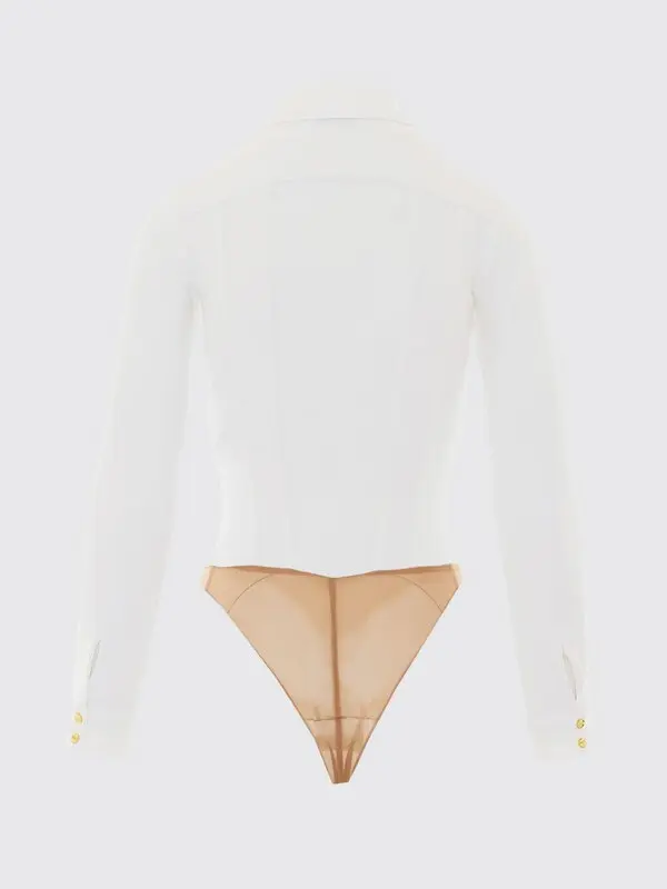 Elisabetta Franchi Long-sleeved Stretch-viscose Corset Top - Ivory