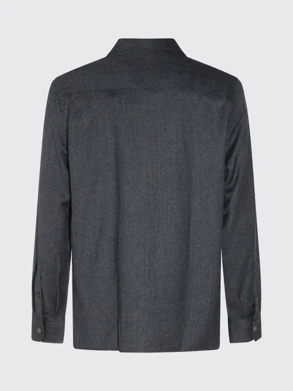 Brunello Cucinelli Wool Shirt Jacket With Patch Pockets And Button Closure - Grey 1