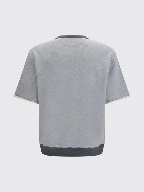 Brunello Cucinelli Short-sleeved Cotton Crewneck Sweatshirt With Embroidered Logo
