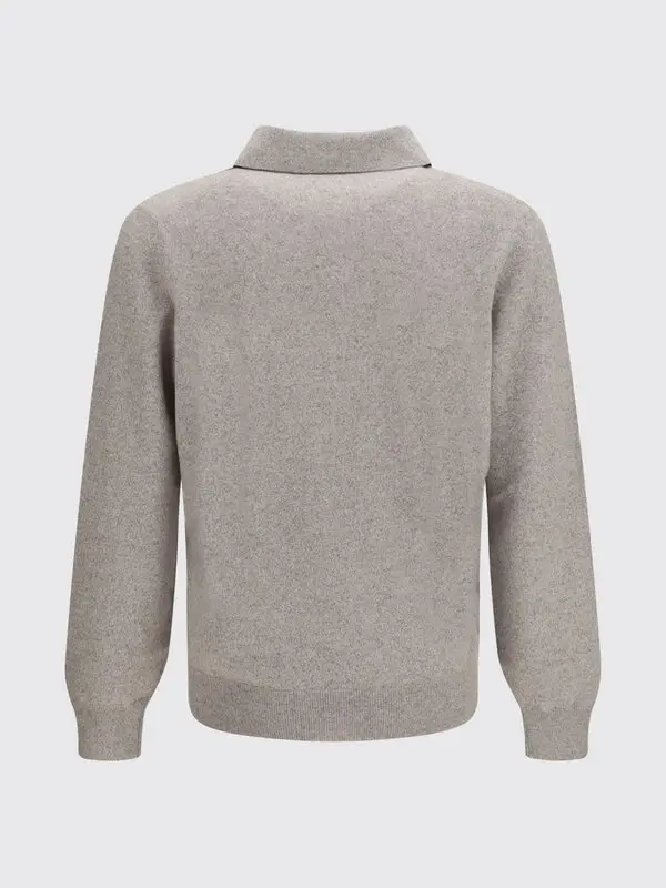 Brunello Cucinelli Long-sleeved V-neck Cashmere Polo - Grey