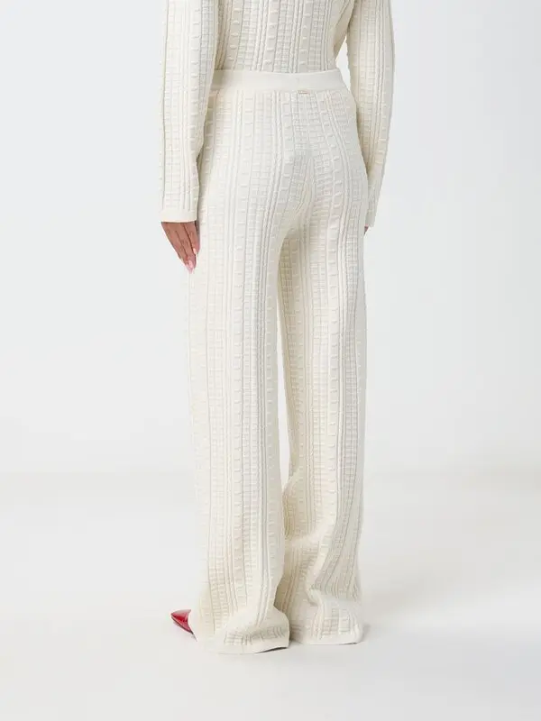 TWINSET High-waisted Flare Knit Pants In Viscose Blend With Elastic Waist