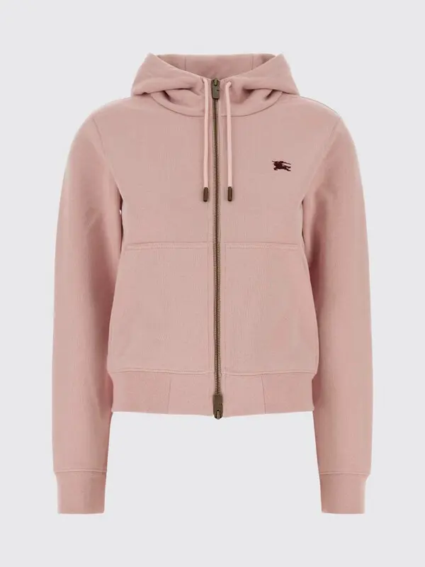 Burberry Embroidered Ekd Cotton Zip-up Hoodie - Beige