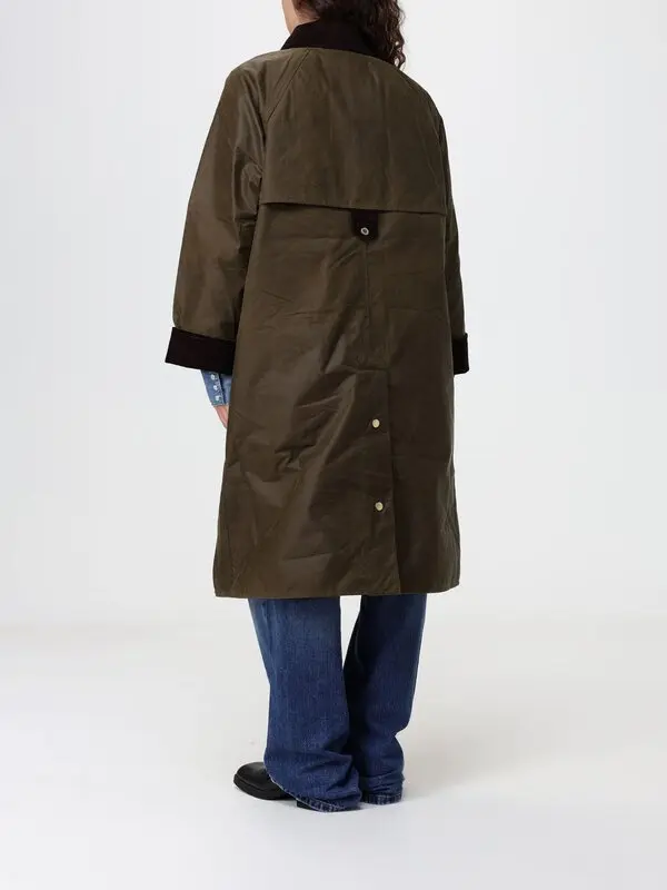 Barbour Kirklees Long Waxed Cotton Jacket With Corduroy Collar