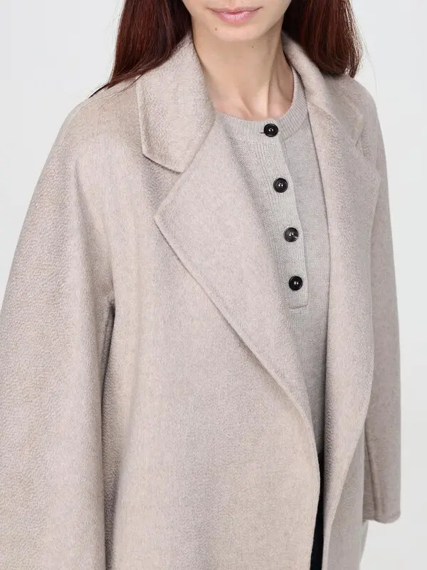 Max Mara Short Robe Coat In Pure Cashmere With Shawl Collar And Belt